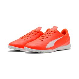 Fu&szlig;ballschuh Puma "VITORIA II IT", Herren, Gr. 44, wei&szlig; (glowing rot, Puma wei&szlig;), Synthetik, Schuhe Fu&szlig;ballschuh, f&uuml;r Halle und Stra&szlig;e, mit Gummilaufsohle