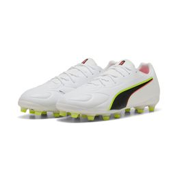 Fu&szlig;ballschuh Puma "KING 20 MATCH FG/AG", Gr. 44, Puma wei&szlig;, glowing rot, gelb alert, Synthetik, Schuhe Fu&szlig;ballschuh, f&uuml;r Rasenpl&auml;tze und Kunstrasen, leichte Laufsohle aus Synthetik