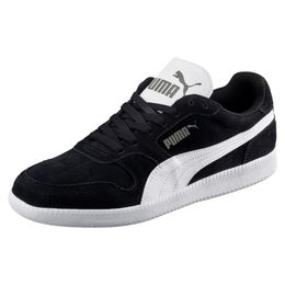 Sneaker Puma "ICRA TRAINER SD", Herren, Gr. 42,5, schwarz-wei&szlig; (schwarz, wei&szlig;), Leder, unifarben mit Farbeinsatz, Schuhe Sneaker, aus Leder, atmungsaktiv, mit SOFTFOAM+ D&auml;mpfung
