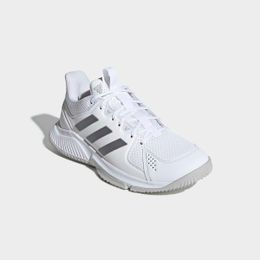 Hallenschuh adidas Performance "COURT FLIGHT", Damen, Gr. 40,5, cloud wei&szlig;, grau four, grau two, Synthetik, Textil, Schuhe Hallenschuh, Volleyballschuh