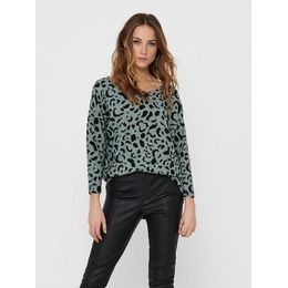 3/4-Arm-Shirt Only "ONLELCOS 4/5 AOP TOP JRS", Damen, Gr. M, chinois gr&uuml;n moon dot, Jersey, Obermaterial: 95% Polyester, 5% Elasthan, gepunktet, figurumspielend Po-bedeckend, Rundhals, Shirts 3/4-Arm-Shirt