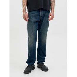 Jack & Jones Loose-fit-Jeans JACK & JONES "CHRIS JJORIGINAL", Herren, Gr. 34, L&auml;nge 32, blau (blau denim), Denim/Jeans, Obermaterial: 100% Baumwolle, Abriebeffekte, loose fit lang, Jeans Loose-fit-Jeans, Baumwolle, loose fit