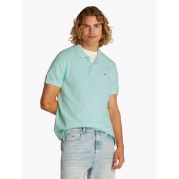 Poloshirt Tommy Jeans "TJM SLIM ESSENTIAL GD POLO SS", Herren, Gr. S, spring mint, Jersey, Obermaterial: 100% Baumwolle, slim fit h&uuml;ftlang, B&uuml;ndchen, Shirts Poloshirt, mit Logostickerei