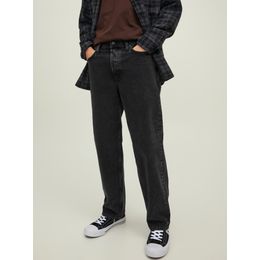 Jack & Jones Loose-fit-Jeans JACK & JONES "JJIEDDIE JJORIGINAL MF 710", Herren, Gr. 29, L&auml;nge 32, schwarz (schwarz denim), Denim/Jeans, Obermaterial: 100% Baumwolle, clean, loose fit kn&ouml;chellang, Jeans Loose-fit-Jeans