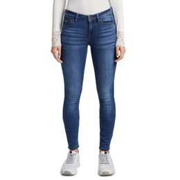 Skinny-fit-Jeans Tom Tailor Denim "JONA", Damen, Gr. 28, L&auml;nge 32, blau (clean mid stone blau denim), Denim/Jeans, Obermaterial: 72% Baumwolle, 27% Polyester, 1% Elasthan, skinny fit lang, Jeans Skinny-fit-Jeans