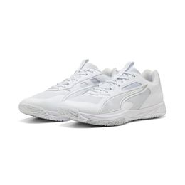 Hallenschuh Puma "ACCELERATE PRO 4", Damen, Gr. 46,5, wei&szlig; (Puma wei&szlig;, Puma silber), Synthetik, Schuhe Hallenschuh, mit ProFoam-D&auml;mpfung, federleicht