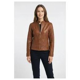 Lederjacke Mauritius "MWKawira", Damen, Gr. S (36), cognac, Obermaterial: 100% Schafsleder. Futter: 100% Polyester. &Auml;rmelfutter: 100% Polyester, unifarben, regular fit h&uuml;ftlang, mit Schlitz, Jacken, mit Stehkragen