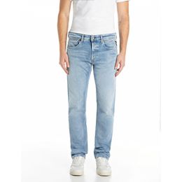 Straight-Jeans Replay "GROVER", Damen, Gr. 33, L&auml;nge 30, blau (light blau 938), Denim/Jeans, Obermaterial: 99% Baumwolle, 1% Elasthan, straight fit lang, Jeans Straight-Jeans, in vielen verschiedenen Waschungen, mit Stretch