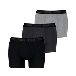 Boxershorts Puma "Puma MEN EVERYDAY BOXERS 3P", Herren, Gr. M, grau (grau combo), Obermaterial: 95% Baumwolle, 5% Elasthan, meliert, unifarben, eng, Unterhosen Boxershorts, mit Komfortbund