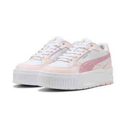 Sneaker Puma "KARMEN II IDOL", Damen, Gr. 41, Puma wei&szlig;, poised pink, jasmine flower, Leder, Schuhe Sneaker, mit robustem Plateau-Aufbau, mit SoftFoam+ Einlegesohle, aus Leder