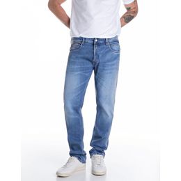 Straight-Jeans Replay "GROVER", Damen, Gr. 31, L&auml;nge 30, blau (medium blau 844), Denim/Jeans, Obermaterial: 99% Baumwolle, 1% Elasthan, straight fit lang, Jeans Straight-Jeans, in vielen verschiedenen Waschungen, mit Stretch