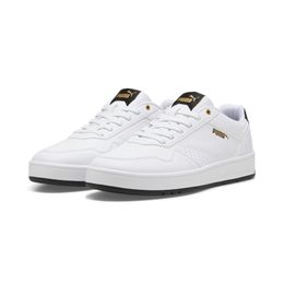Sneaker Puma "COURT CLASSIC", Herren, Gr. 41, schwarz-wei&szlig; (Puma wei&szlig;, Puma schwarz, Puma gold), Synthetik, Schuhe Sneaker, mit Gummi-Laufsohle, aus Synthetik, mit Textil-Innenmaterial