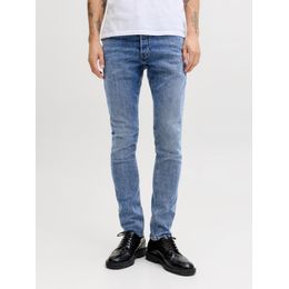 Jack & Jones Slim-fit-Jeans JACK & JONES "JJIGLENN Slim-Fit mit Stretch und praktischer 5-Pocket-Form", Herren, Gr. 33, L&auml;nge 32, blau denim1, Denim/Jeans, Obermaterial: 71% Baumwolle, 28% Polyester, 1% Elasthan, Abriebeffekte, slim fit kn&ouml;chellang, Jeans Slim-fit-Jeans, Baumwollmischung, slim fit