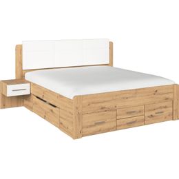 Bettanlage Rauch "Doppelbett Komfortbett Funktionsbett Liegefl&auml;che 180x200 WEINGARTEN", eiche artisan, alpinwei&szlig;, B:265cm H:118cm T:210cm, Holzwerkstoff, Schlafzimmerm&ouml;bel-Sets, Bettanlage, 6 Bettschubladen mit viel Stauraum, 2 H&auml;ngenachttische MADE IN GERMANY