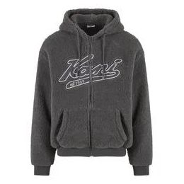 Sweatjacke Karl Kani "Karl Kani KK Varsity Teddy Zip Hoodie", Herren, Gr. XS, grau, 100% Polyester, Sweatjacken Sweatjacke