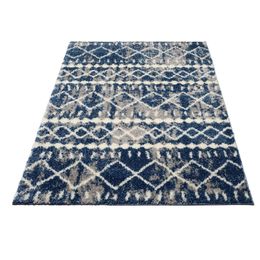 Teppich "MAROK", blau, B:120cm H:12mm L:170cm, Polyester, Gallery M BRANDED BY MUSTERRING, Teppiche, Teppich, moderner Kurzflor, grafisches Dessin, Wohnzimmer