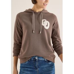 Hoodie Cecil, Damen, Gr. XL (44), urban taupe, Sweatware, Obermaterial: 80% Baumwolle, 20% Polyester. Futter: 50% Baumwolle, 50% Polyester, bestickt, normal h&uuml;ftbedeckend, Rundhals, B&uuml;ndchen, Sweatshirts Hoodie, mit Embroidery Detail und Kapuze