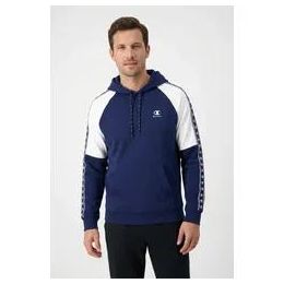 Kapuzensweatshirt Champion "Sports-inspired Interlock Hoodie with Tape detailing", Herren, Gr. XL, nava, wht, Obermaterial: 82% Baumwolle, 18% Polyester, normal, Rundhals, Sweatshirts, f&uuml;r sportliche Aktivit&auml;ten, mit Rundhalsausschnitt