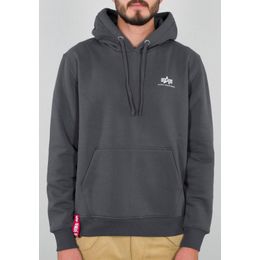 Kapuzensweatshirt Alpha Industries "Hoody Small Logo", Herren, Gr. S, grau (grau, schwarz), angeraute Sweatware, Obermaterial: 80% Baumwolle, 20% Polyester, unifarben, normal normal, Rundhals, Rippb&uuml;ndchen, Sweatshirts Kapuzensweatshirt, Baumwollmischung, regular fit