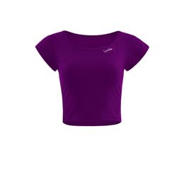 Crop-Top WINSHAPE "AET137LS", Damen, Gr. XXL, lila (schwarz plum), 85% Polyester, 15% Elasthan, Rundhals, Tops Crop-Top, Functional Light and Soft Cropped