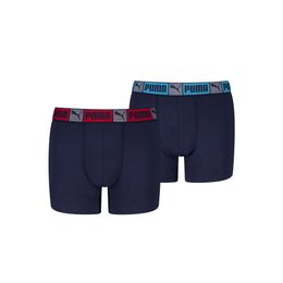 Boxershorts Puma "Puma BOYS LOGO BLOCK ELASTIC BOXERS", Jungen, Gr. 122/128, navy, speed blau, rot, Obermaterial: 95% Baumwolle, 5% Elasthan, Unterhosen Boxershorts