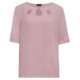 Kurzarmbluse GOLDNER "Feminine Bluse mit aufregender Ausschnittl&ouml;sung", Damen, Gr. 42, rosa (rosenquarz), Obermaterial: 100% Polyester PES., festlich, normal, Sonstiges, Blusen, Ohne