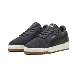 Sneaker Puma "SHUFFLE DOWNTOWN SD", Herren, Gr. 47, schwarz (dusky gray, Puma schwarz, Puma gold), Leder, Schuhe Sneaker, Obermaterial aus Leder, leicht profilierte Gummilaufsohle