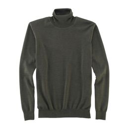Rollkragenpullover OLYMP "OLYMP Strick Casual", Herren, Gr. XL, gr&uuml;n (oliv), Strick, Obermaterial: 100% Schurwolle, regular fit, Strickb&uuml;ndchen, Pullover Rollkragenpullover