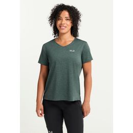 Funktionsshirt Jack Wolfskin "WILDTRAIL T W", Damen, Gr. XL (46), sago palm, Obermaterial: 100% Polyester, normal, V-Ausschnitt, Shirts Funktionsshirt