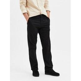 Chinos Selected "SLH196-STRAIGHT-NEW MILES FLEX PANT NOOS", Herren, Gr. 33, L&auml;nge 32, schwarz, Web, Obermaterial: 91% Baumwolle, 6% Polyester, 3% Elasthan, unifarben, regular fit normal, Hosen Chinos