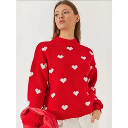 Bianco Lucci Pullover Damen Gr&ouml;&szlig;e S/L feuerrot / wei&szlig;