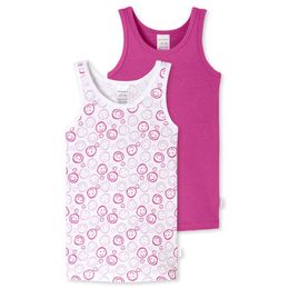 Schiesser Undershirt ' Fine Rib ' girl Pink, White size 140/152
