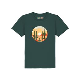 Watabout.kids T-Shirt 'Sonnenuntergang in der W&uuml;ste' Jungen Gr&ouml;&szlig;e 128 sand / dunkelgr&uuml;n / orange / rot