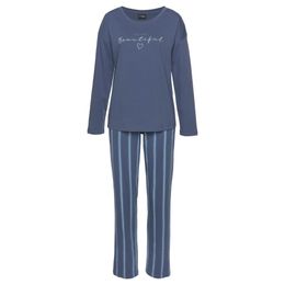 Vivance Pyjama Damen Gr&ouml;&szlig;e M blau / wei&szlig; Winterkleid