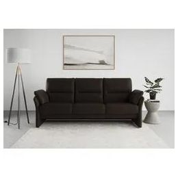 3-Sitzer DOMO collection "Pina, schmale Armlehnen, mit Federkern, kompakt & elegant", braun, B:219cm H:95cm T:88cm, 100% Polyester, Sofas, Hoher Sitzkomfort, Luxus-Microfaser Lederoptik, braun, Breite 219 cm