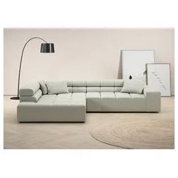 Ecksofa Home Affaire "Ancona incl. Kopfteilverstellung, Breite 319cm, L-Form", silber, B:319cm H:70cm T:215cm, Struktur (85% Polyester, 15% Viskose);Luxus-Microfaser weich (98% Polyester, 2% Nylon);Velours (100% Polyester), Sofas, Ecksofa, wahlweise motorische Sitztiefenverstellung, auch in Cord + Easy Care