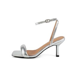 loft37 Leder-Sandaletten in Silber - 63% | Gr&ouml;&szlig;e 41 | Damen-sandalen