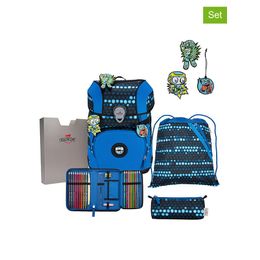 DerDieDas 6tlg. Schulranzen-Set "ErgoFlex Tiny Superflash Set" in Blau - (B)30 x (H)38 x (T)23 cm - 51% | Buero-schulbedarf