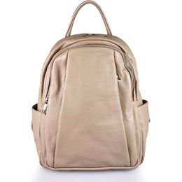 ORE10 Leder-Rucksack "Panda" in Beige - (B)25 x (H)30 x (T)17 cm - 82% | Damen-taschen