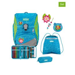 Scout 5tlg. Schulranzen-Set "Alpha Set" in Hellblau - (B)30 x (H)40 x (T)25 cm - 56% | Buero-schulbedarf