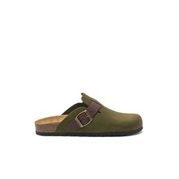 Mandel Leder-Clogs "Noe" in Khaki - 56% | Gr&ouml;&szlig;e 45 | Herren-hausschuhe