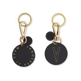 Design Letters Schl&uuml;sselanh&auml;nger "V" in Schwarz/ Gold - 75% | Portemonnaies-etuis