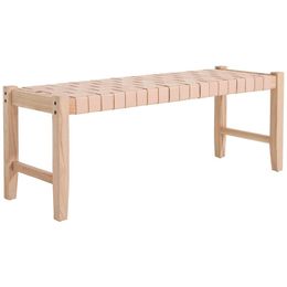 Livetastic Sitzbank, Natur, Holz, Leder, Echtleder, Rindleder, Mindiholz, massiv, 120x45x40 cm, Esszimmer, B&auml;nke, Sitzb&auml;nke