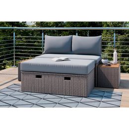 Ambia Garden Loungegarnitur, Braun, Grau, Akazie, Holz, Metall, Kunststoff, Textil, Akazie, massiv, F&uuml;llung: Polyester, einzeln stellbar, 113x72x62.5 cm, Loungem&ouml;bel, Gartenlounge-Sets