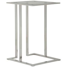 Xora Beistelltisch, Klar, Silber, Metall, Glas, quadratisch, eckig, 40x60x40 cm, Wohnzimmer, Wohnzimmertische, Beistelltische, Beistelltische Metall