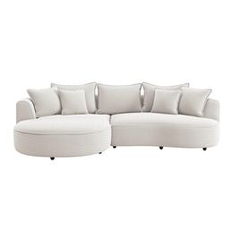 Livetastic Ecksofa Levi, Creme, Textil, Ottomane links, L-Form, 287x168 cm, Made in EU, R&uuml;cken echt, Wohnzimmer, Sofas & Couches, Wohnlandschaften, Ecksofas
