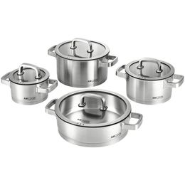 Am Cook Kochtopfset Senna S8, Edelstahl, Metall, 8-teilig, 16 cm,20 cm, 1,7 L,3,4 L,6,0 L, Abgie&szlig;funktion, Griffe werden nicht hei&szlig;, leichte Reinigung,mit Dampfablass, Kochen, T&ouml;pfe, Topfsets