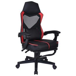 CARRYHOME Gamingstuhl, Rot, Schwarz, Metall, Kunststoff, Textil, Drehkreuz, 59x107-117x58 cm, Kinder- & Jugendzimmer, Jugendm&ouml;bel, Gamingst&uuml;hle