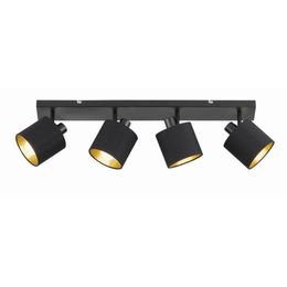 Strahler Tommy, Schwarz, Gold, Metall, Textil, 70x19x17.6 cm, Lampen & Leuchten, Innenbeleuchtung, Spots & Strahler, Deckenspots