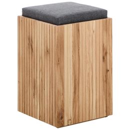 Linea Natura Hocker, Anthrazit, Eiche, Holz, Textil, Eiche, massiv, F&uuml;llung: Schaumstoff, rechteckig, 35x52x35 cm, Wohnzimmer, Hocker, Sitzhocker